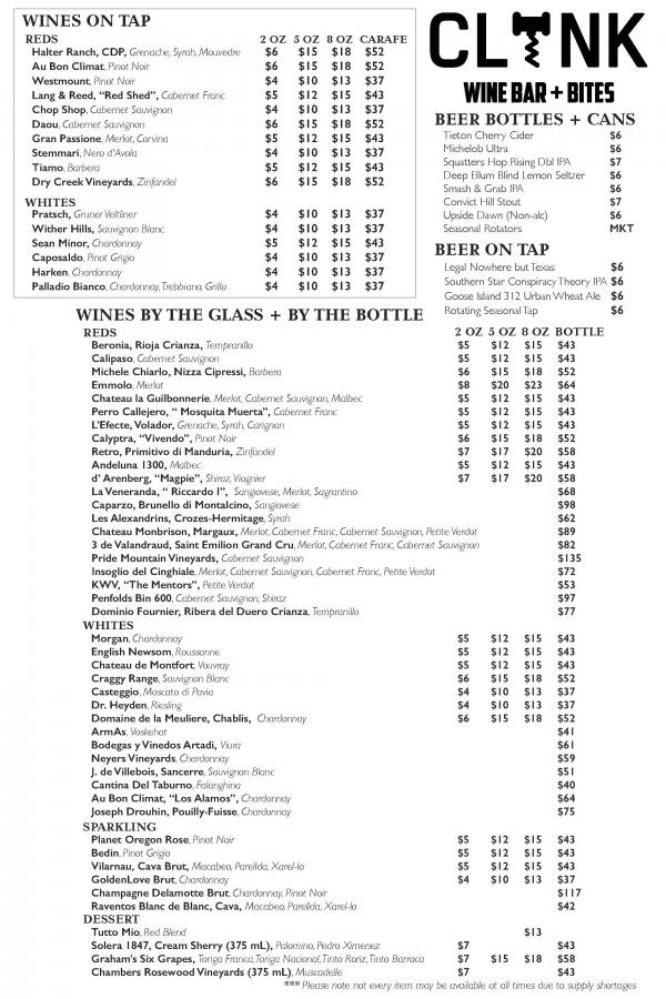 Clink Wine Bar + Bites